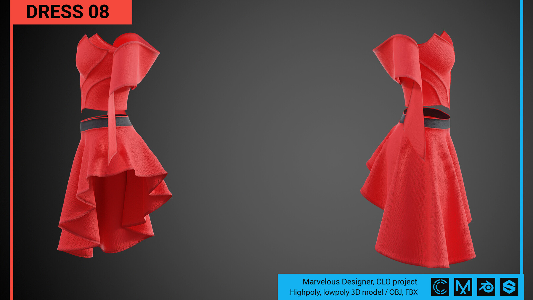 ArtStation - Dress 08 - Marvelous Designer, CLO project. | Resources