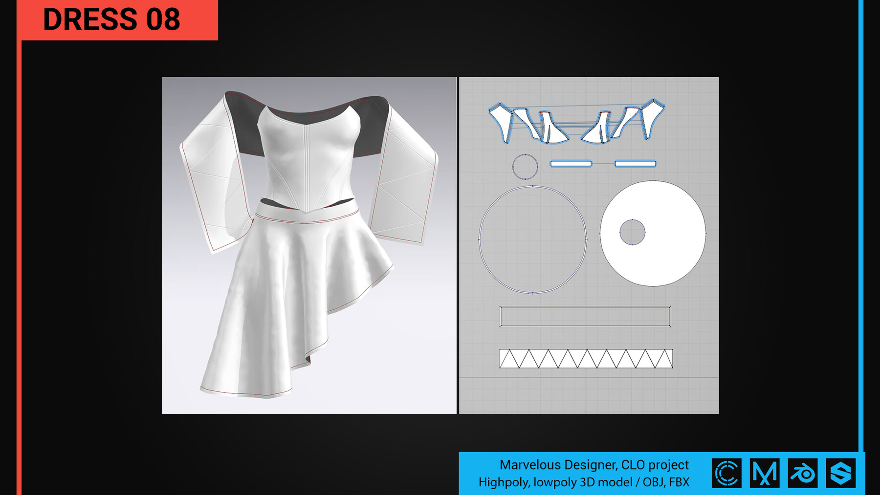 ArtStation - Dress 08 - Marvelous Designer, CLO project. | Resources