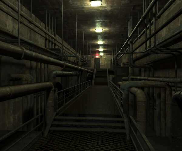 ArtStation - lowpoly rusty plumbing basement with pipes | Game Assets