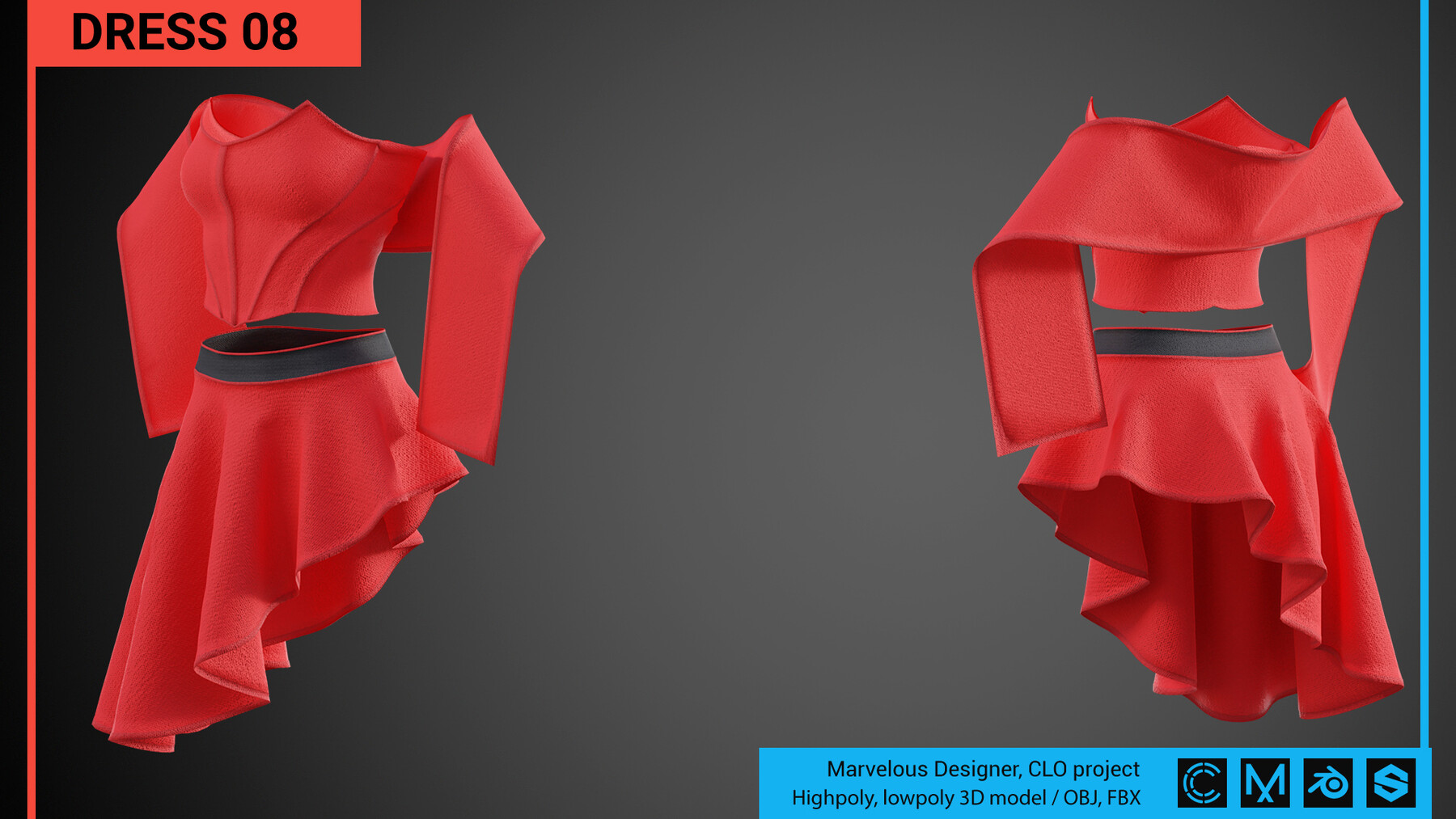 ArtStation - Dress 08 - Marvelous Designer, CLO project. | Resources