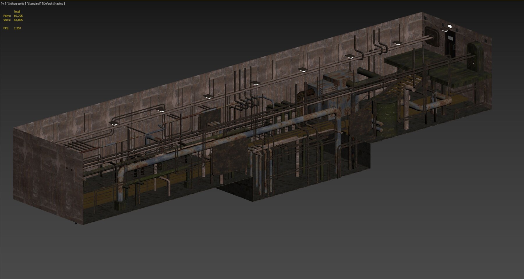 ArtStation - lowpoly rusty plumbing basement with pipes | Game Assets