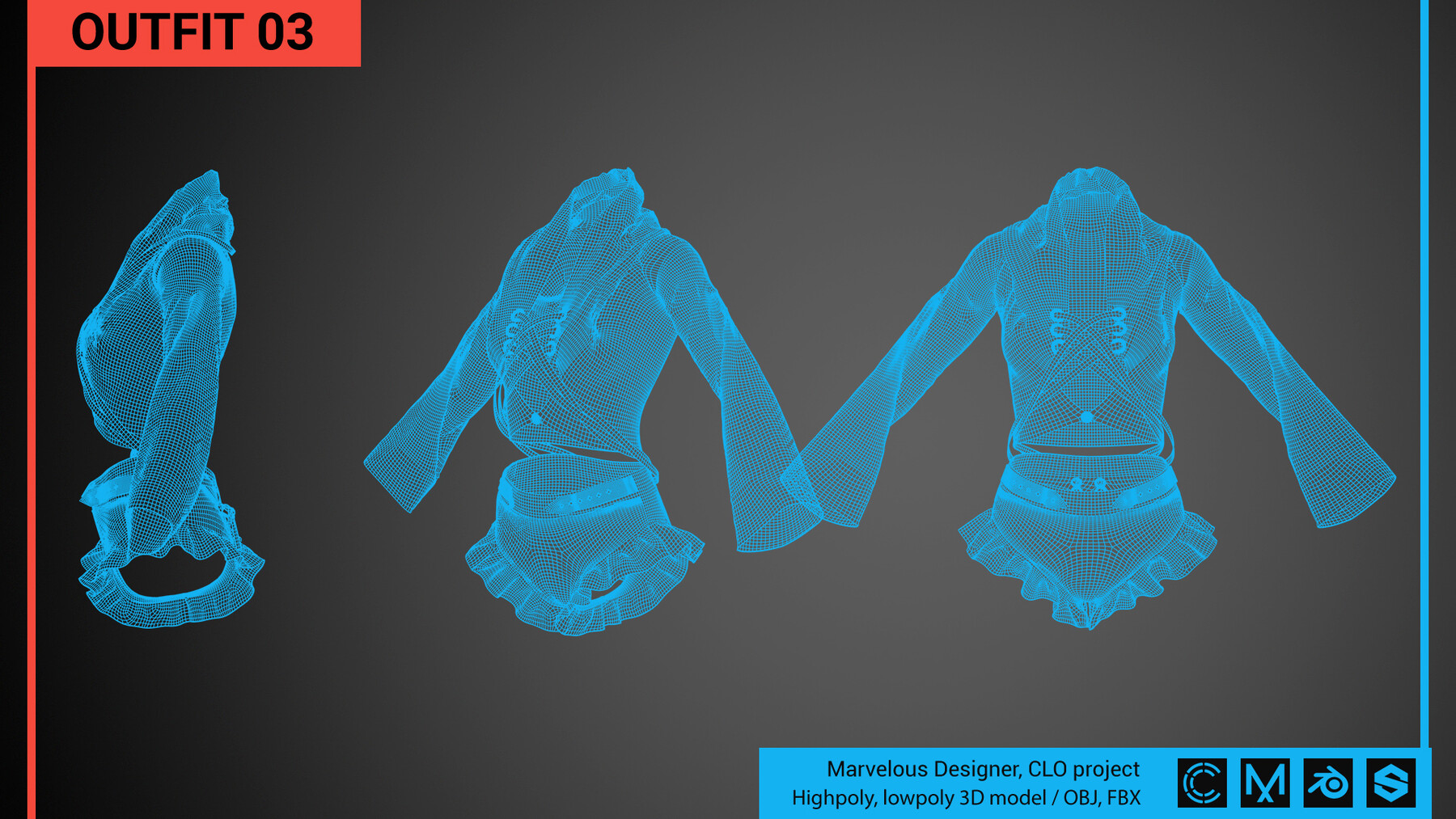 ArtStation - Outfit 03 - Marvelous Designer, CLO project. | Resources