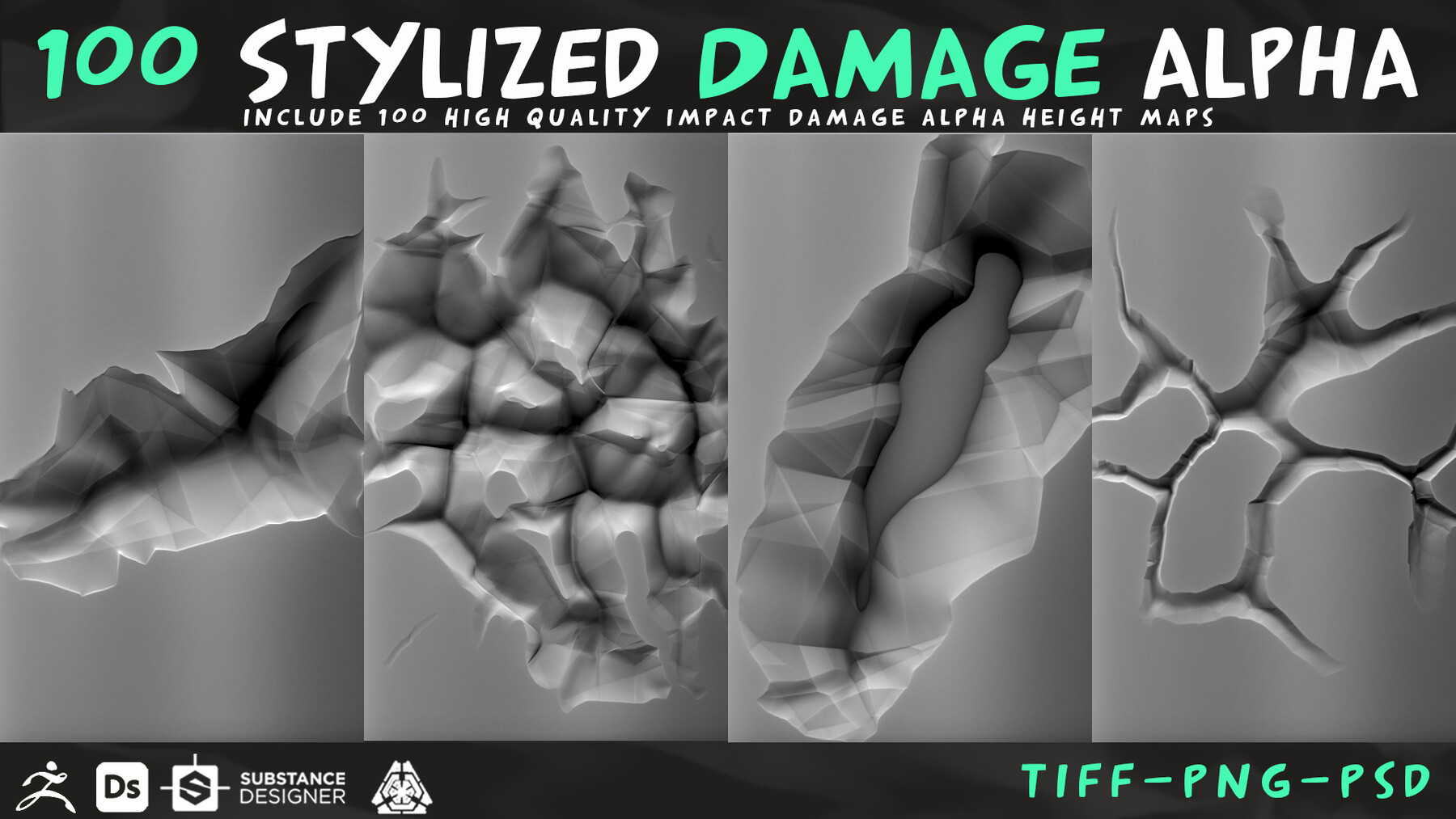 ArtStation - 100 Stylized Damage Alpha | Brushes