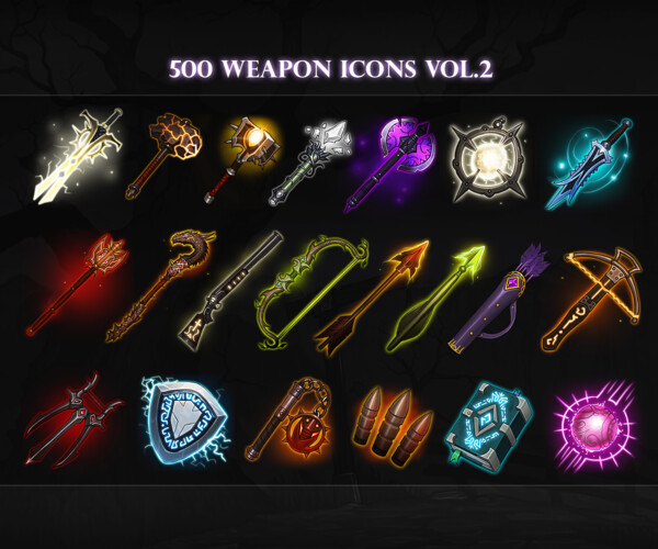 ArtStation - 500 Weapon Icons vol.2 | Game Assets