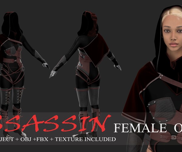 ArtStation - Assassin Female Outfit / CLO 3D Project + FBX + OBJ | Game ...