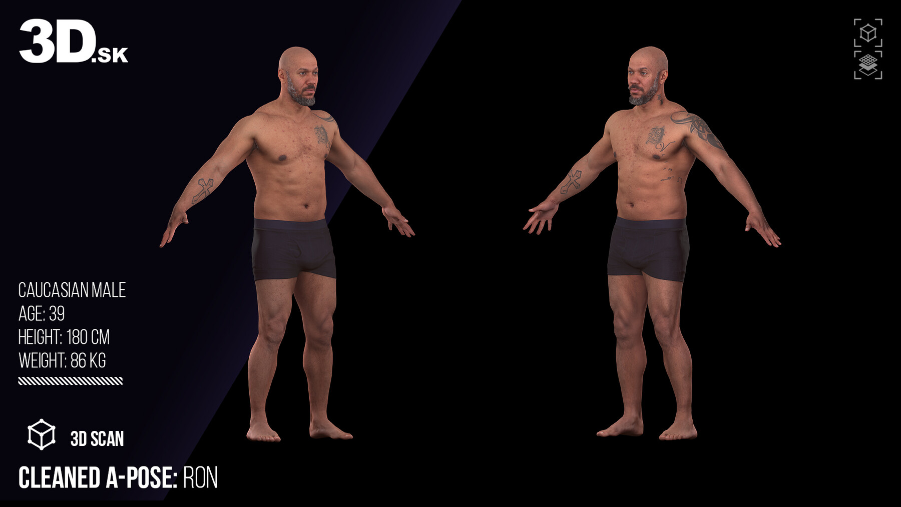3D.SK - Cleaned A Pose Scan | Ron