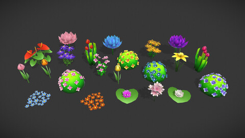ArtStation - Stylize Low Poly Flowers Pack | Game Assets