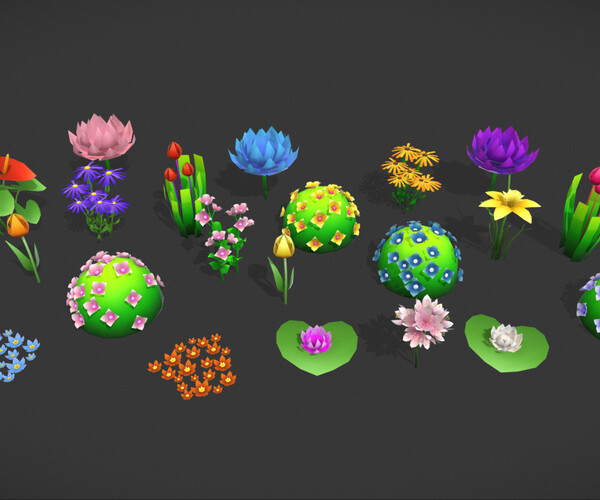 ArtStation - Stylize Low Poly Flowers Pack | Game Assets