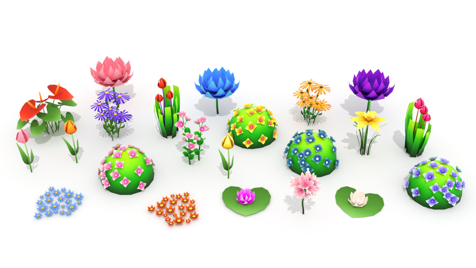 ArtStation - Stylize Low Poly Flowers Pack | Game Assets
