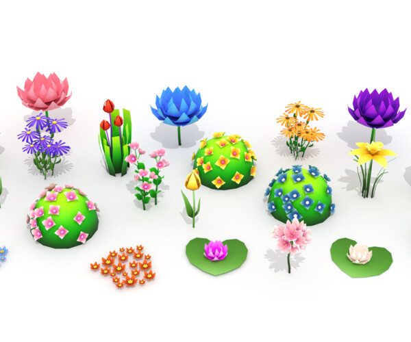 ArtStation - Stylize Low Poly Flowers Pack | Game Assets