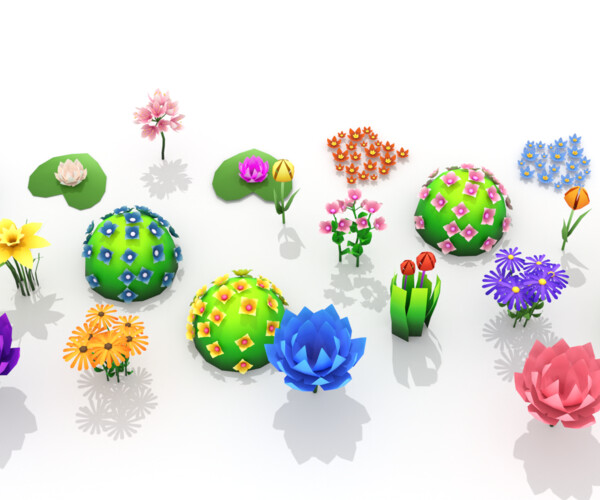 ArtStation - Stylize Low Poly Flowers Pack | Game Assets