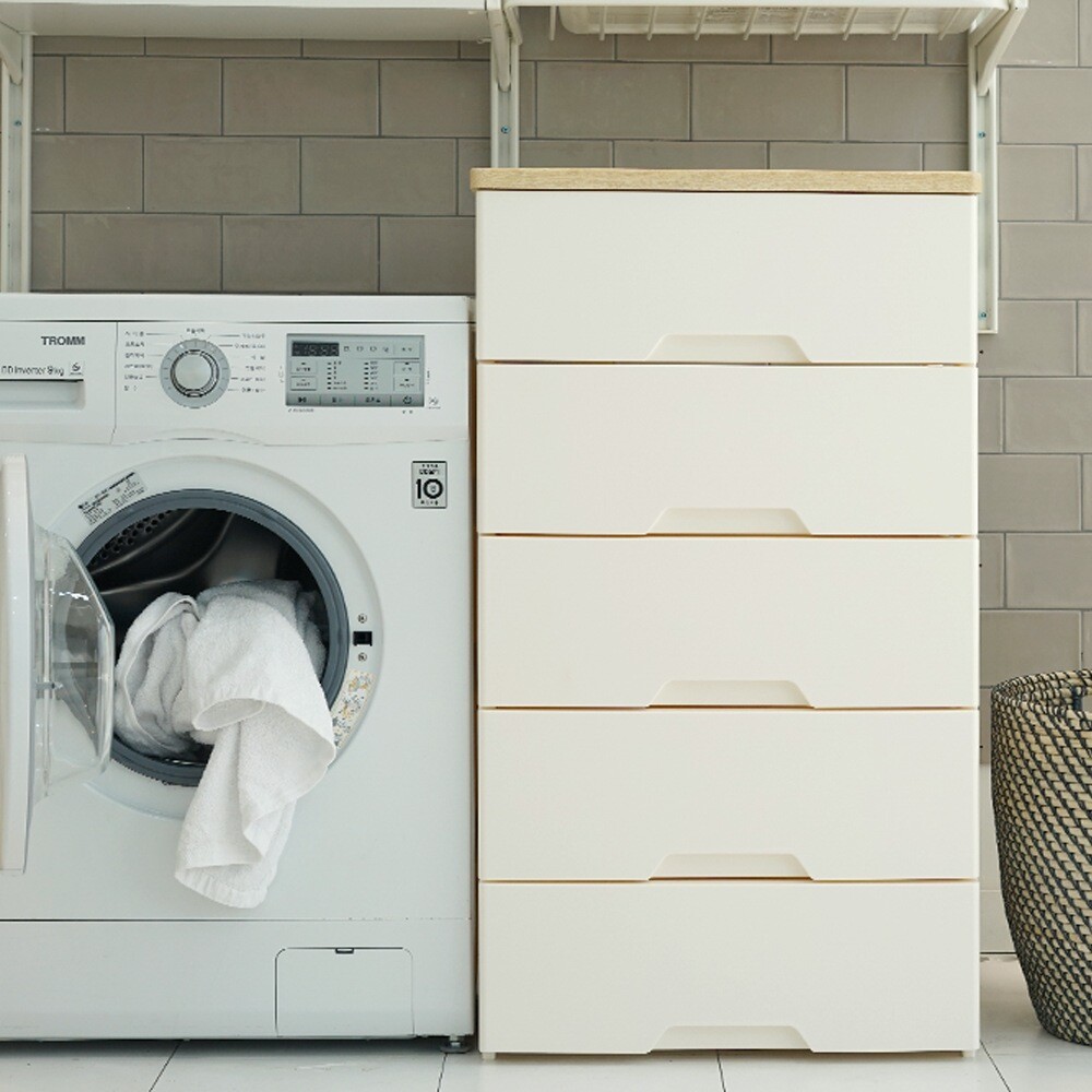 ArtStation - Modern Plus Wood Top 5 Tier Plastic Drawer | Resources