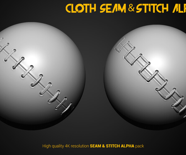 ArtStation - Zbrush | 30 Fabric seam and Stitch Brush + Alpha 4K Pack ...