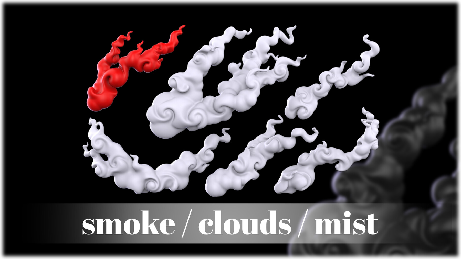 ArtStation - smoke / mist / clouds stylized pack3 IMM brush and .obj ...