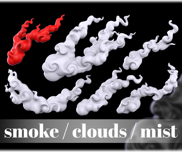 ArtStation - smoke / mist / clouds stylized pack3 IMM brush and .obj ...