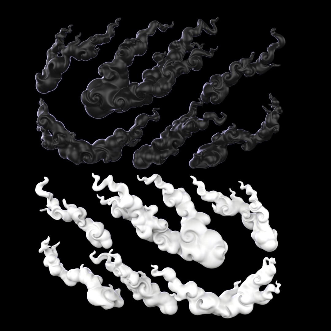 ArtStation - smoke / mist / clouds stylized pack3 IMM brush and .obj ...