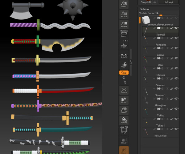 ArtStation - Demon Slayer stylized weapon / swords ztool and .obj files ...