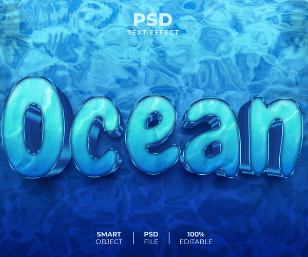 ArtStation - Ocean. PSD fully editable text effect. Layer style PSD ...