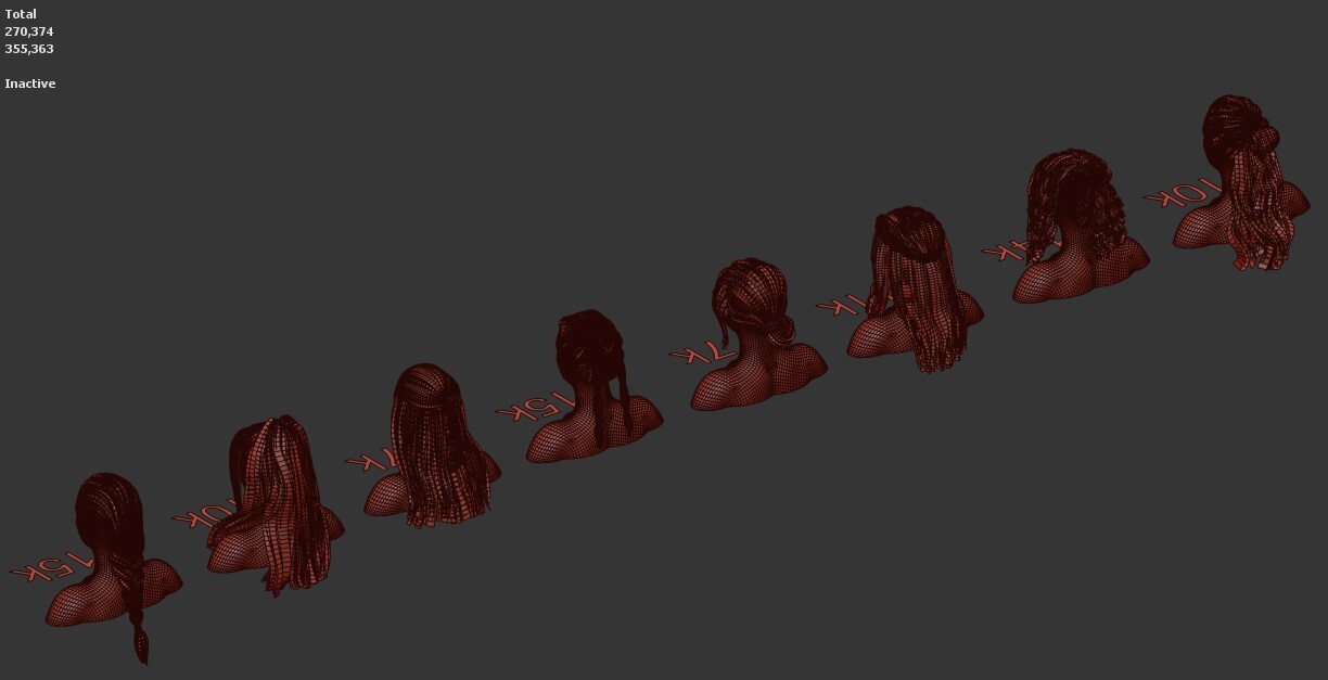 ArtStation - Low Poly game ready haircard bundle vol4 (max fbx obj) | Game Assets