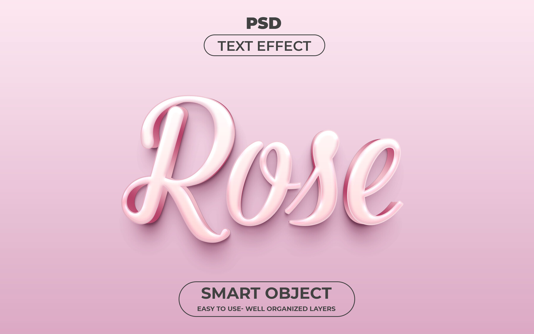 ArtStation - 3D Rose. PSD fully editable text effect. Layer style PSD ...