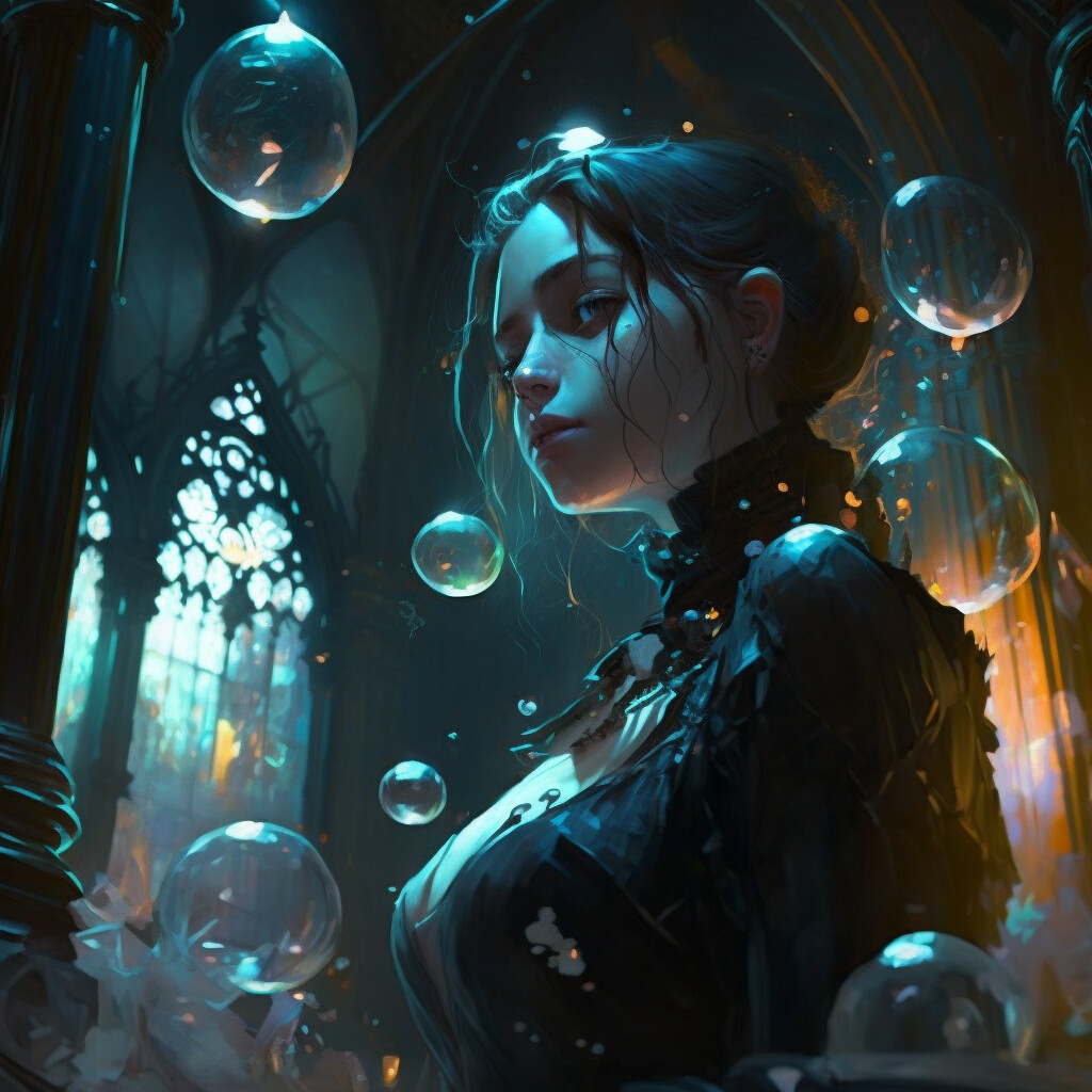 ArtStation - Gothic Elegance: Young Woman in Black Dress and Pearls 7 ...