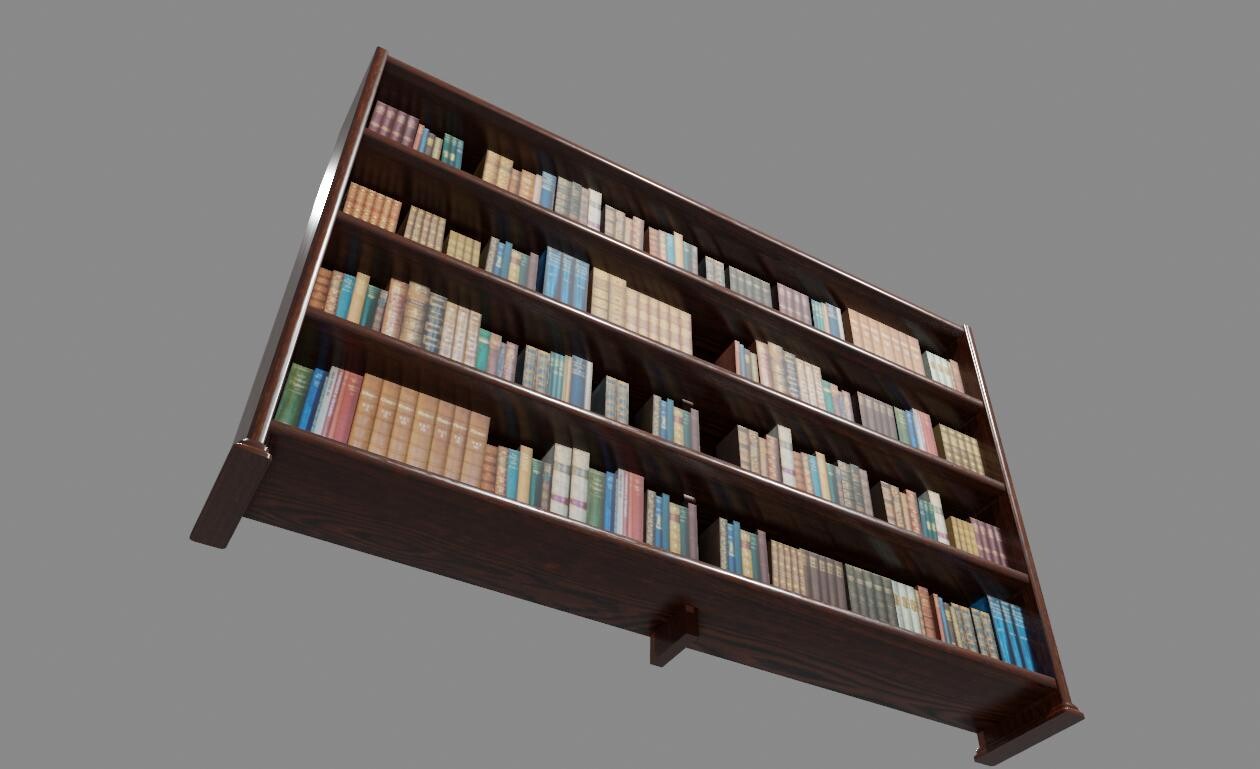 ArtStation - Old Wood Bookcase - Library - Estante de Livros Low-poly 3D model | Game Assets