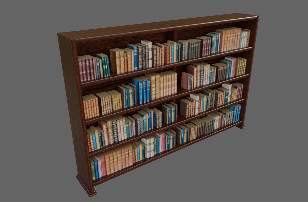 ArtStation - Old Wood Bookcase - Library - Estante de Livros Low-poly ...