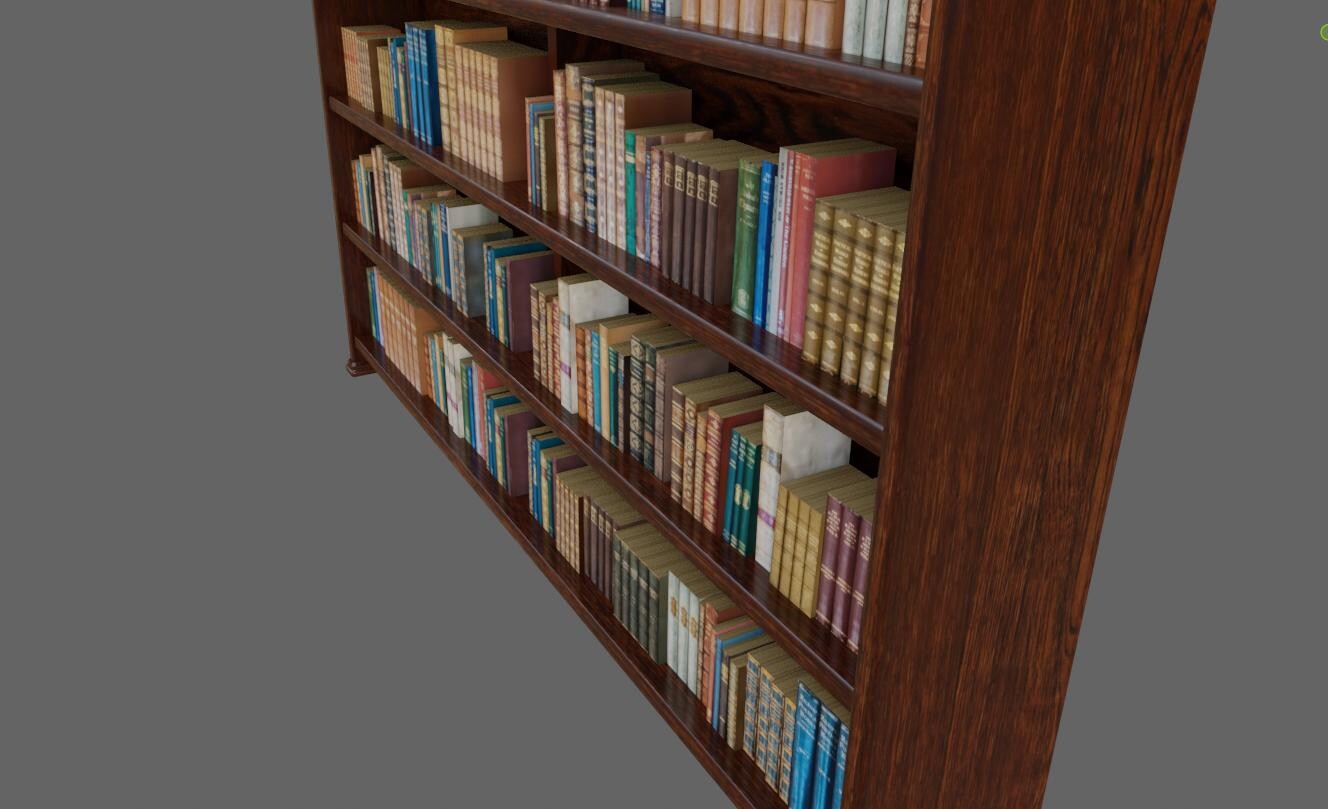 ArtStation - Old Wood Bookcase - Library - Estante de Livros Low-poly 3D model | Game Assets