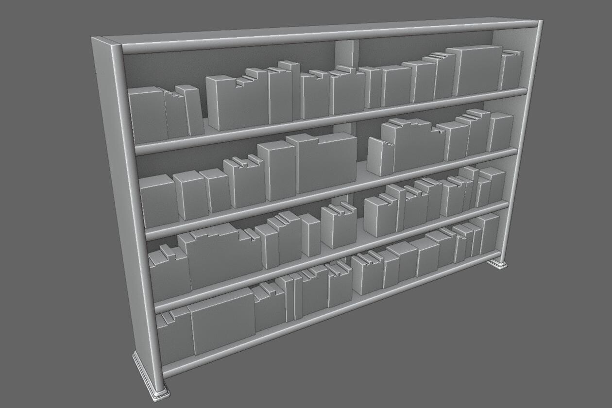 ArtStation - Old Wood Bookcase - Library - Estante de Livros Low-poly 3D model | Game Assets