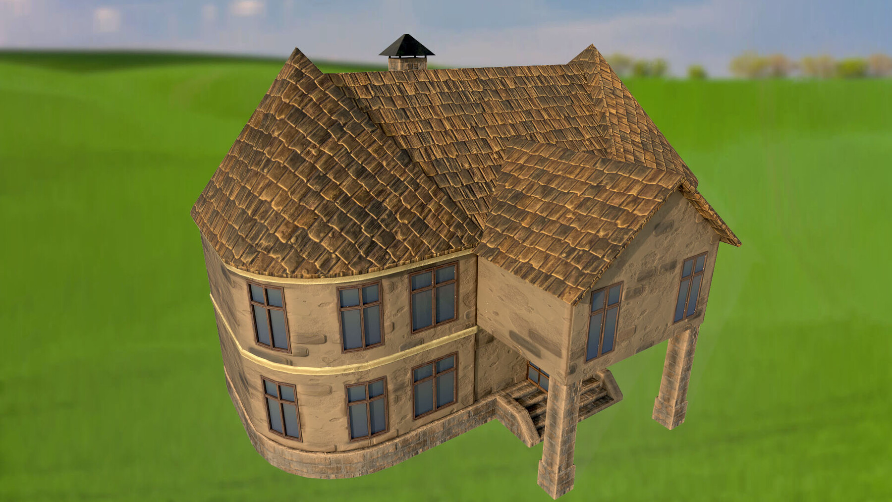 ArtStation - House homestead villa PBR lgame ready Low-poly 3D model | Resources