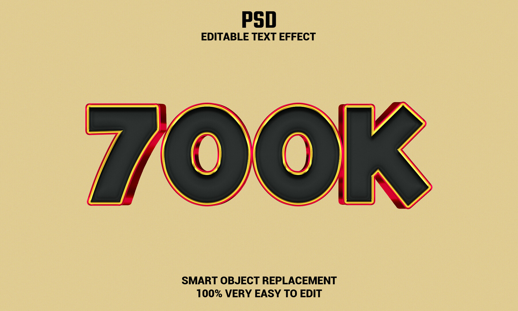 ArtStation - 3D 700K. PSD fully editable text effect. Layer style PSD ...