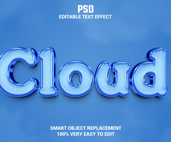 ArtStation - 3D Cloud. PSD fully editable text effect. Layer style PSD ...