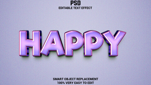 ArtStation - 3D Happy. PSD fully editable text effect. Layer style PSD ...
