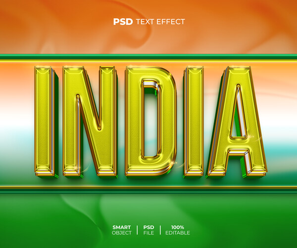 ArtStation - 3D India. PSD fully editable text effect. Layer style PSD ...