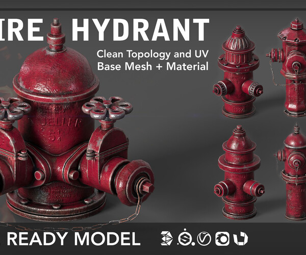 ArtStation - 7 Fire Hydrant + Material | Game Assets