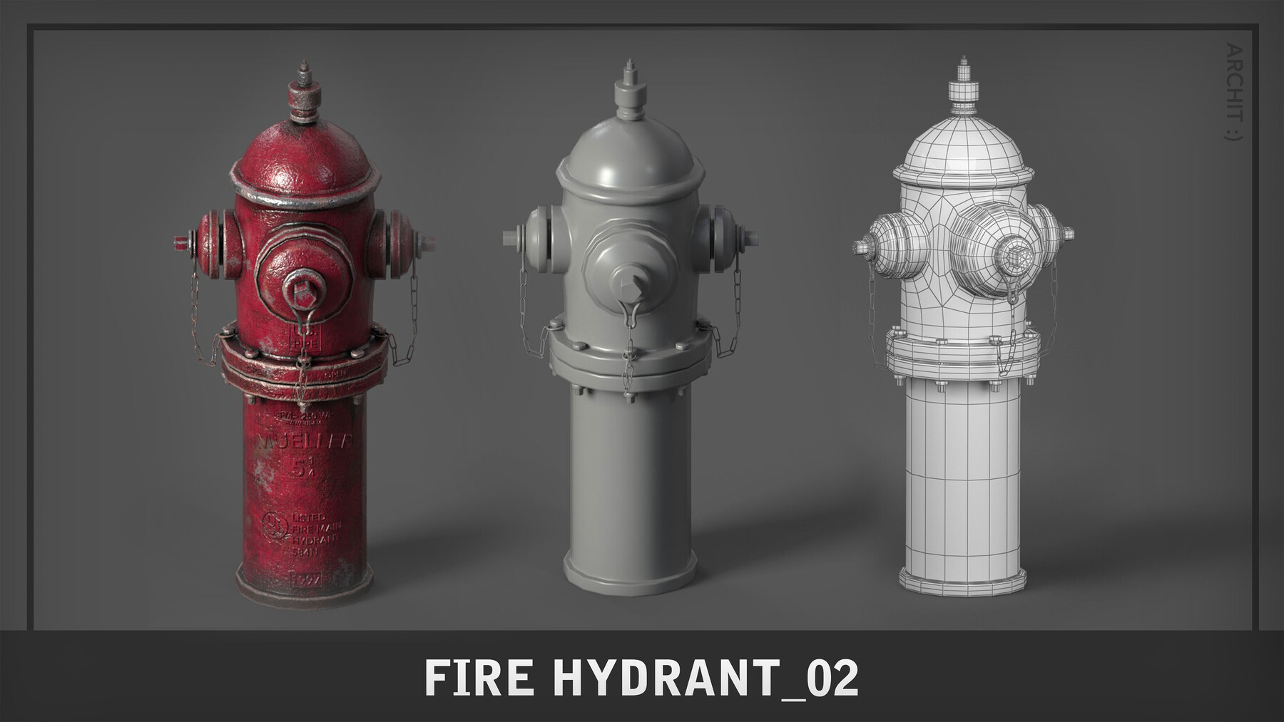 ArtStation - 7 Fire Hydrant + Material | Game Assets