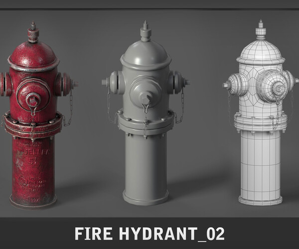 ArtStation - 7 Fire Hydrant + Material | Game Assets
