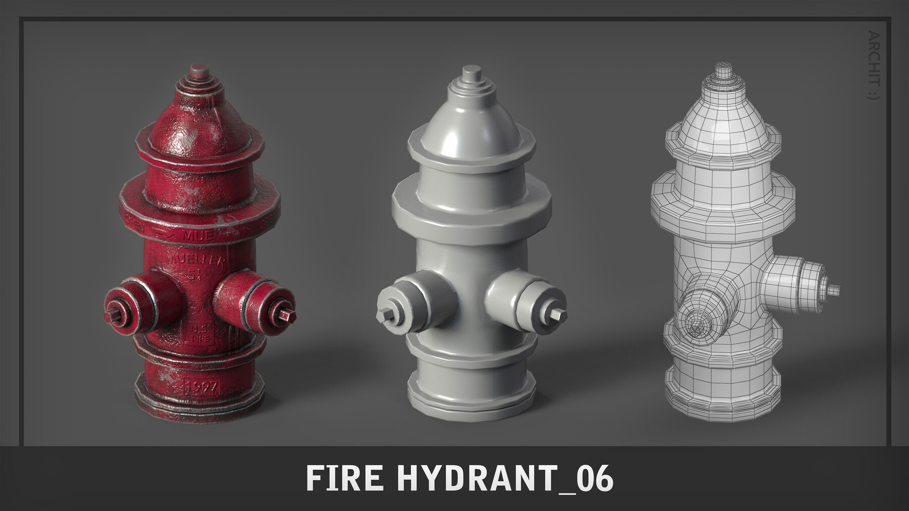 ArtStation - 7 Fire Hydrant + Material | Game Assets