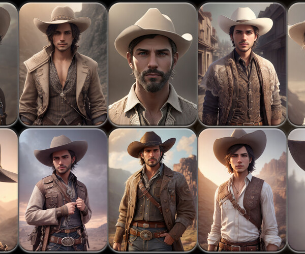 ArtStation - 300 Realistic Male Cowboy Reference Pack | 4K | v.2 | Artworks