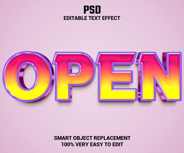 ArtStation - 3D Open. PSD fully editable text effect. Layer style PSD ...