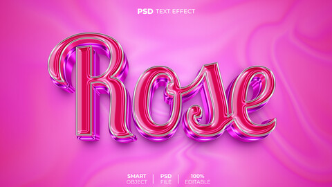 ArtStation - 3D Rose. PSD fully editable text effect. Layer style PSD ...
