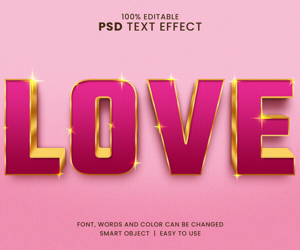 ArtStation - Love PSD fully editable text effect. Layer style PSD ...