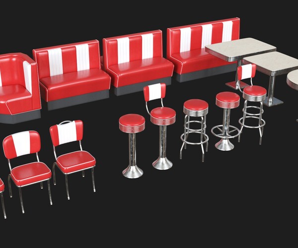 ArtStation - Retro Diner furniture 50s bundle | Resources