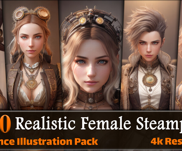 Artstation 340 Realistic Female Steampunk Reference Pack 4k V 1 Artworks