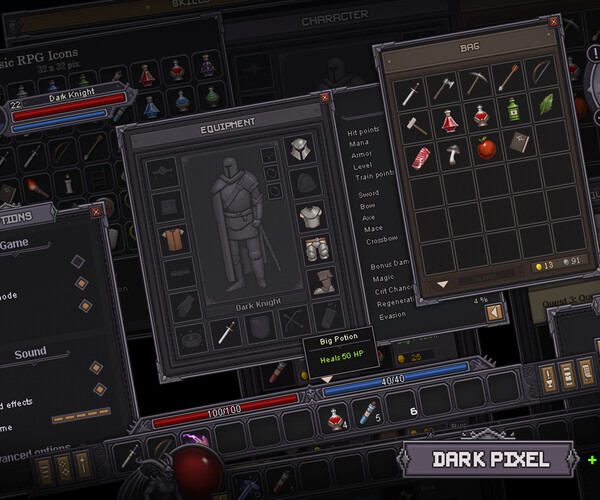 ArtStation - Dark Pixel UI | Game Assets