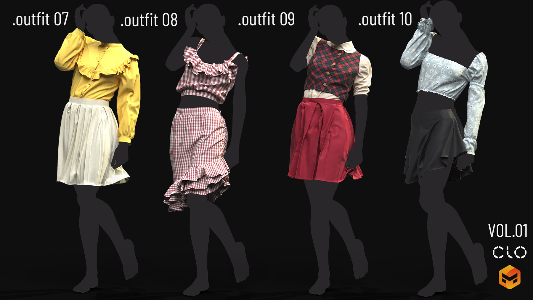 ArtStation - 10 Women's Outfit- VOL-01-marvelous/clo3D-ZPRJ+OBJ ...