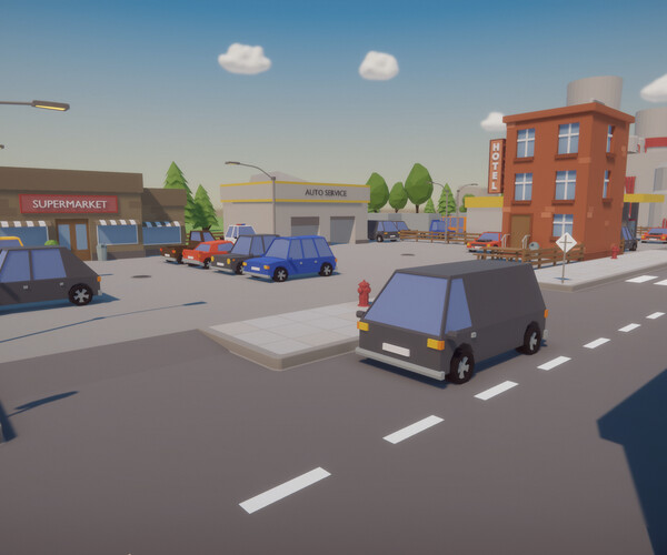 ArtStation - Low Poly Cartoon City - Asset for Unity 3D, Map and Models ...