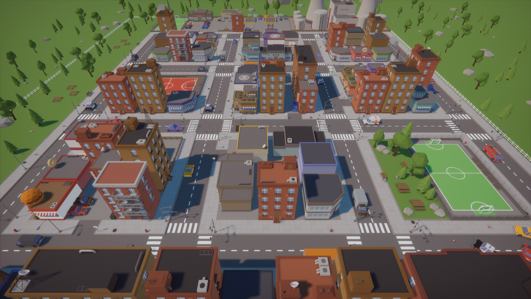 ArtStation - Low Poly Cartoon City - Asset for Unity 3D, Map and Models | Game Assets
