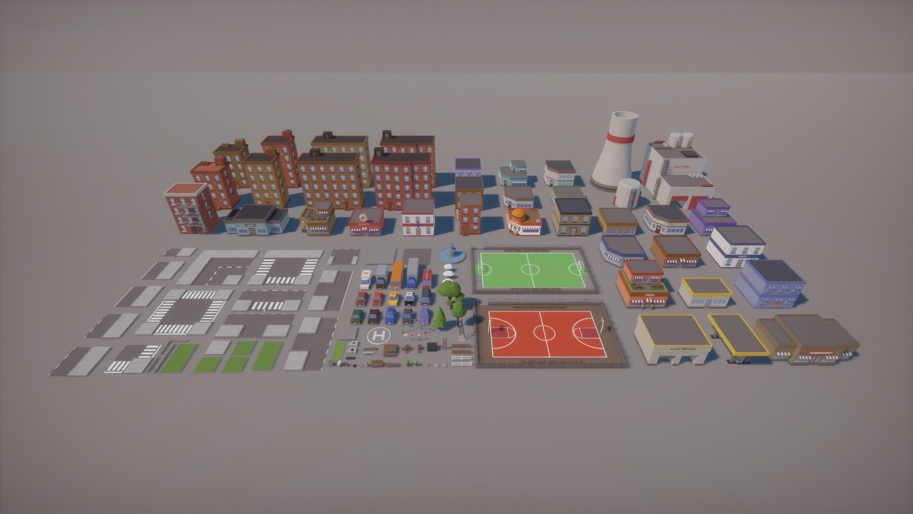 ArtStation - Low Poly Cartoon City - Asset for Unity 3D, Map and Models ...