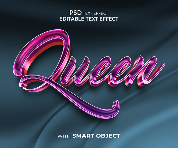 ArtStation - 3D Queen. PSD fully editable text effect. Layer style PSD ...